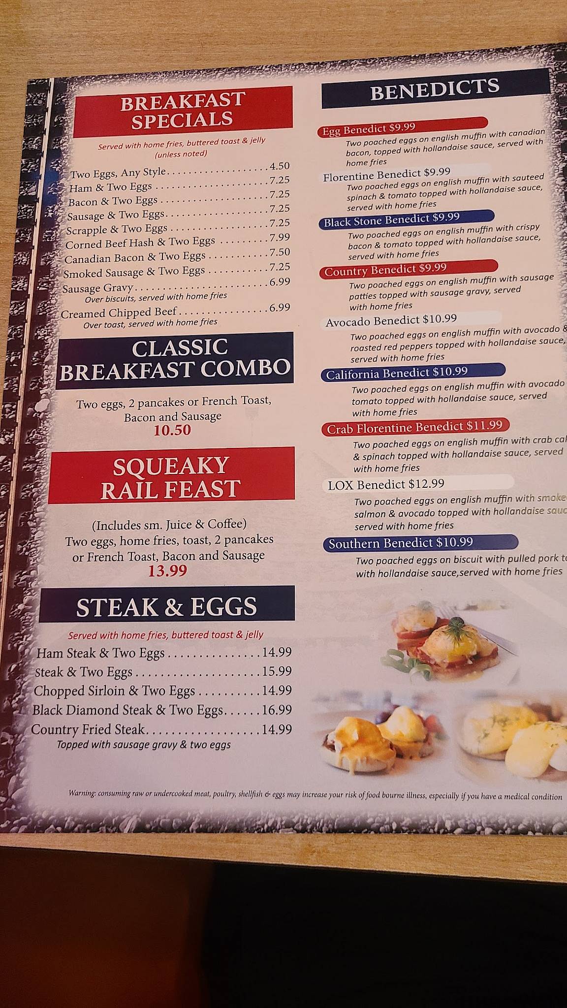 Menu at Squeaky Rail Diner restaurant, Enola, 505 N Enola Rd