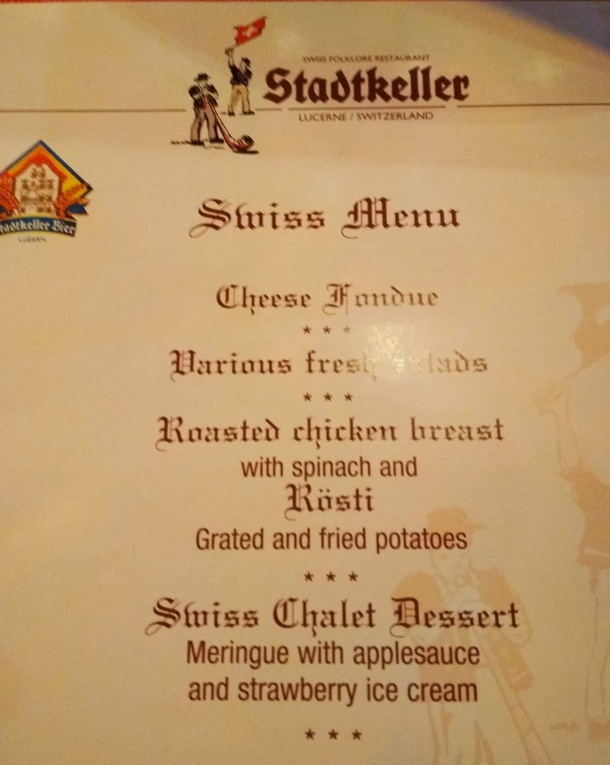 Speisekarte von Stadtkeller, Luzern