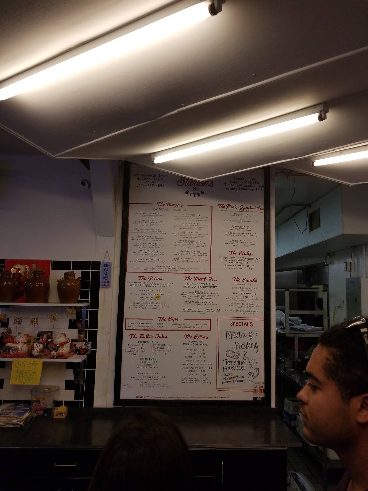 Menu at Stanton's City Bites restaurant, Houston