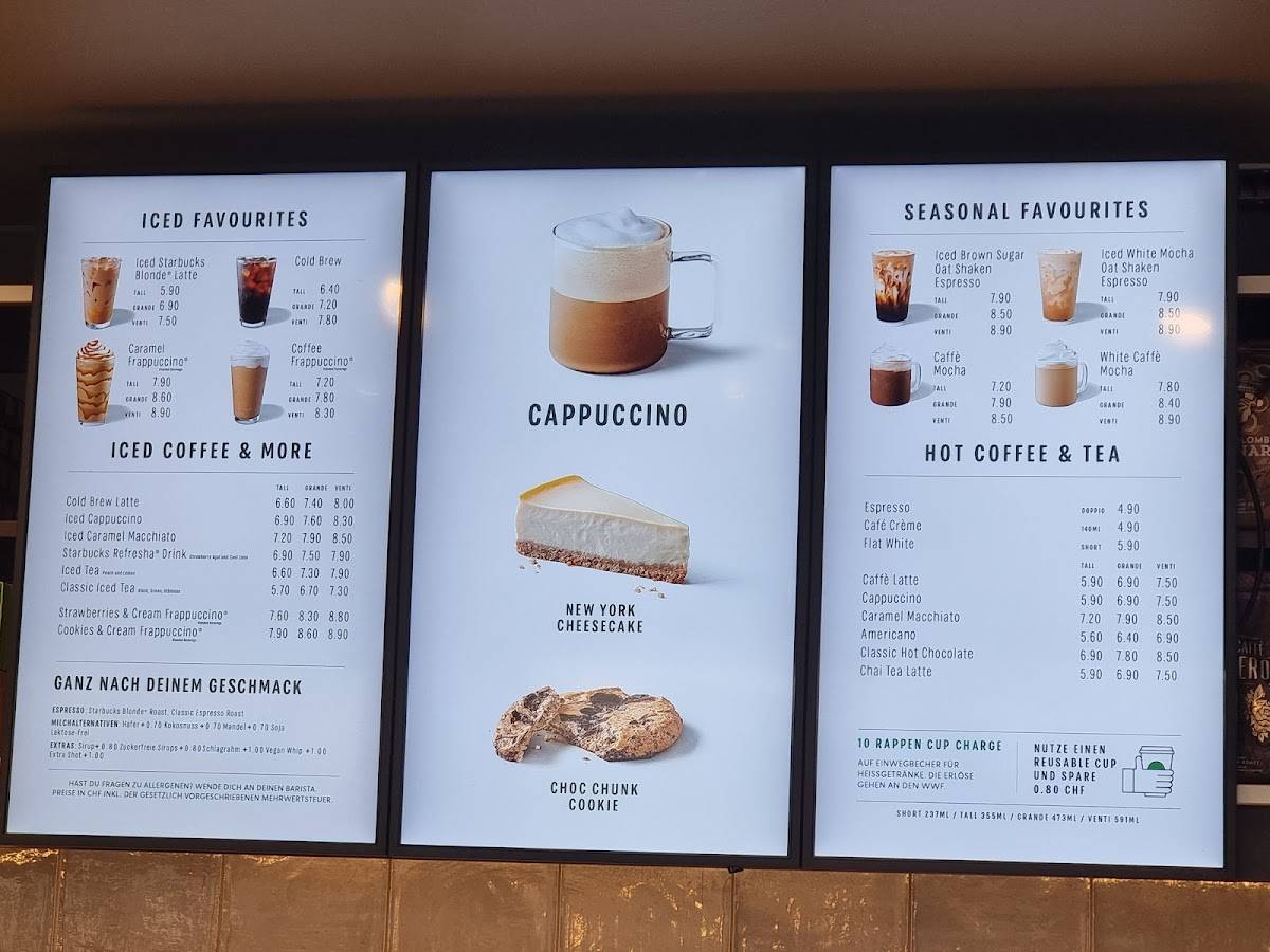 Menu da Starbucks, Berna, Waaghausgasse 18