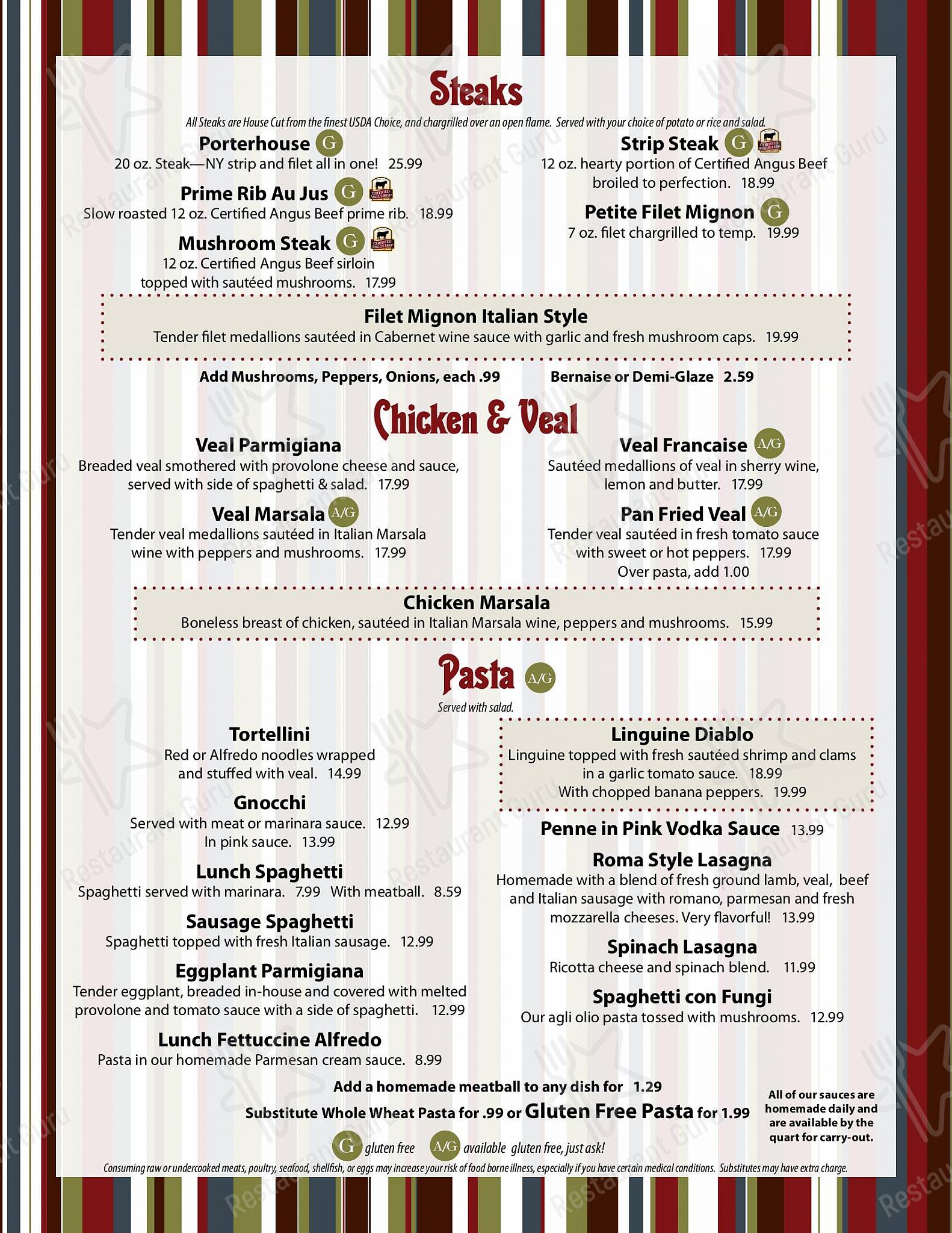 Menu at Station Square restaurant, Youngstown, Belmont Ave