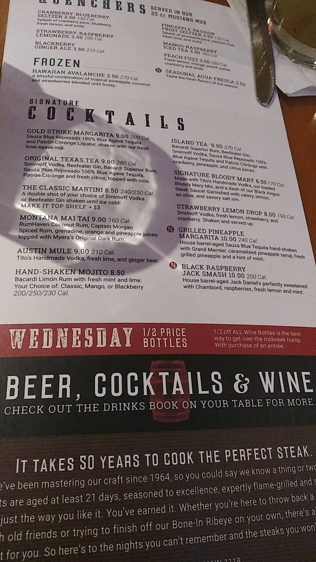Menu at Black Angus Steakhouse, Federal Way