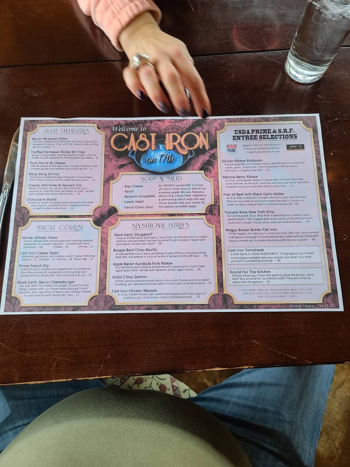 Menu at Cast Iron on 17th steakhouse, Ammon