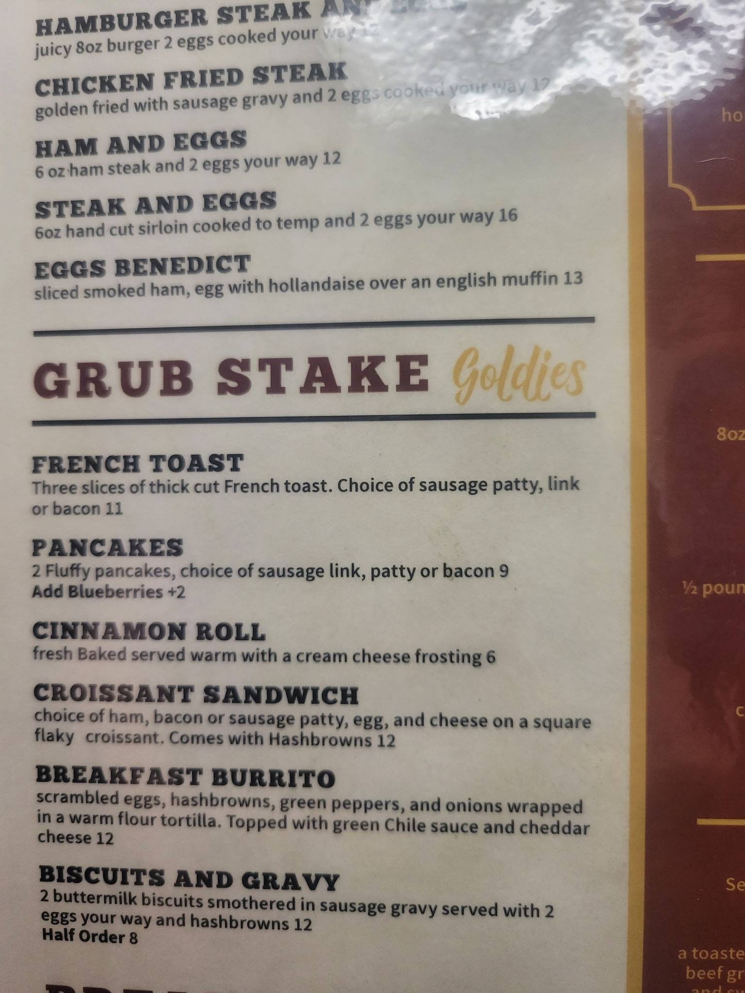 Menu at Grub Stake steakhouse, Helena Valley Northwest