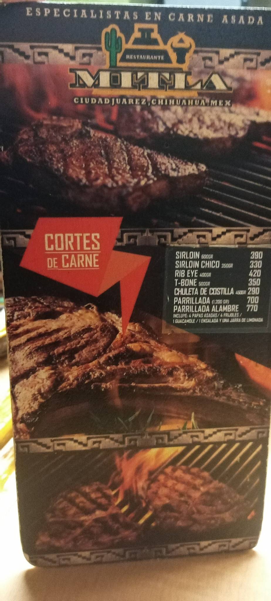 Carta de Restaurant MITLA, Ciudad Juarez, Av. Hermanos Escobar 2266
