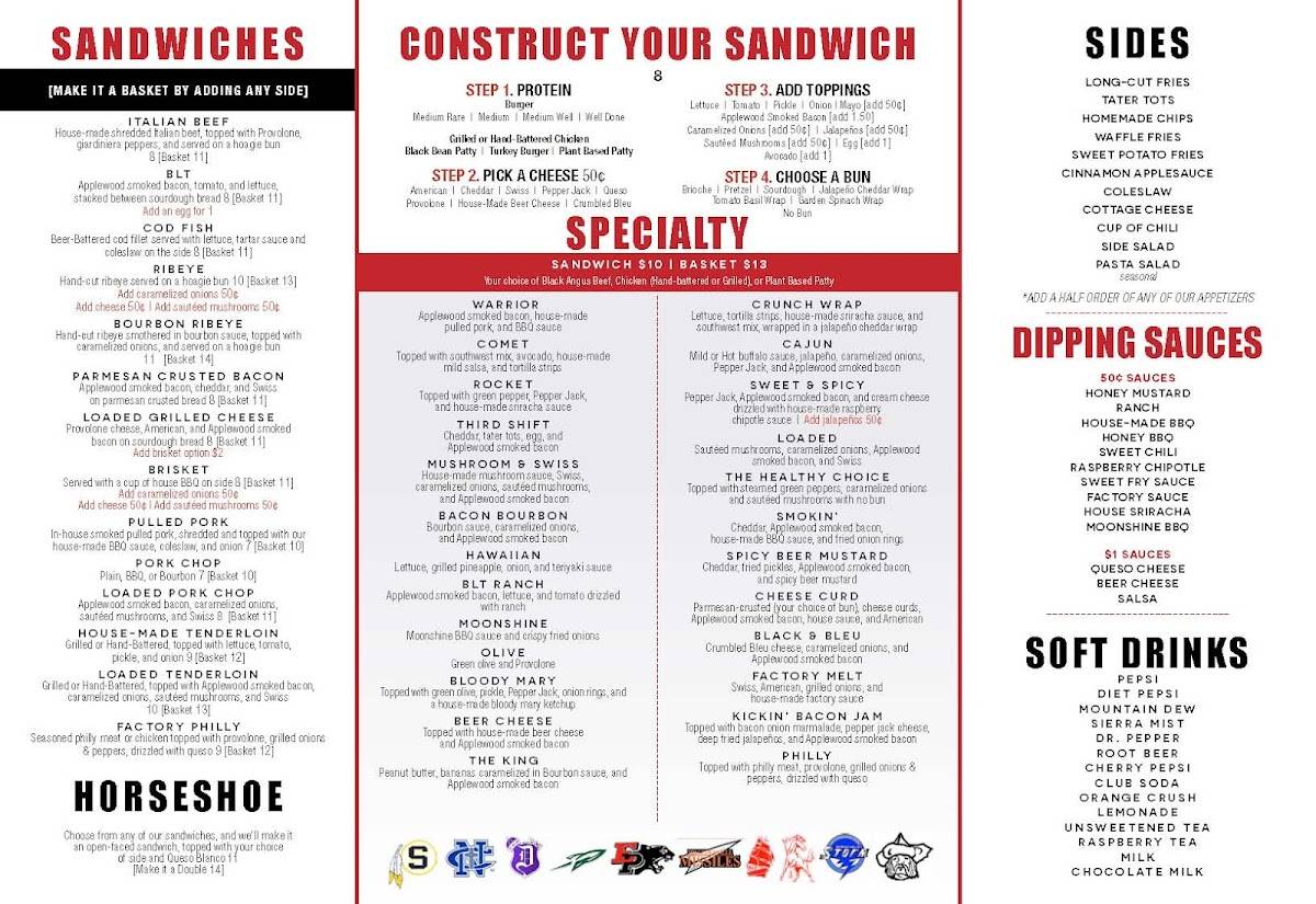 Menu at The Factory Pub 'n' Grub, Sterling