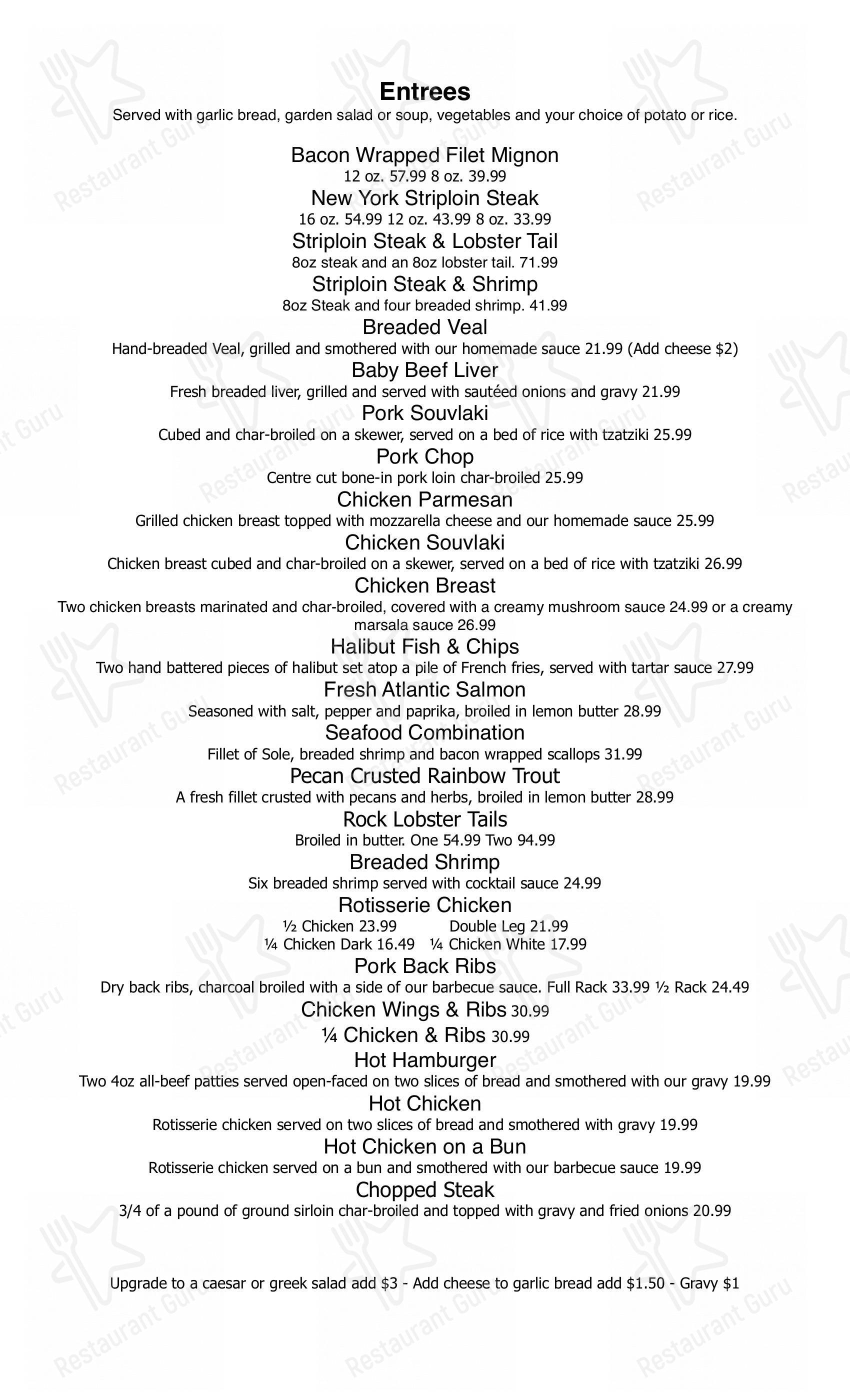 Menu at Steven's Bar-B-Q Restaurant, Markdale