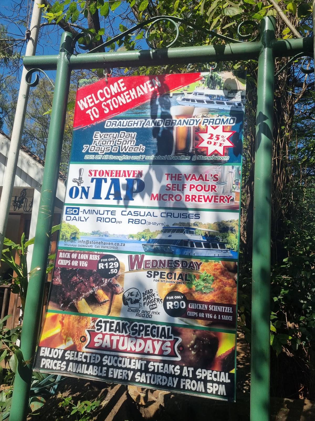 Menu at Stonehaven on Vaal restaurant, Vanderbijlpark