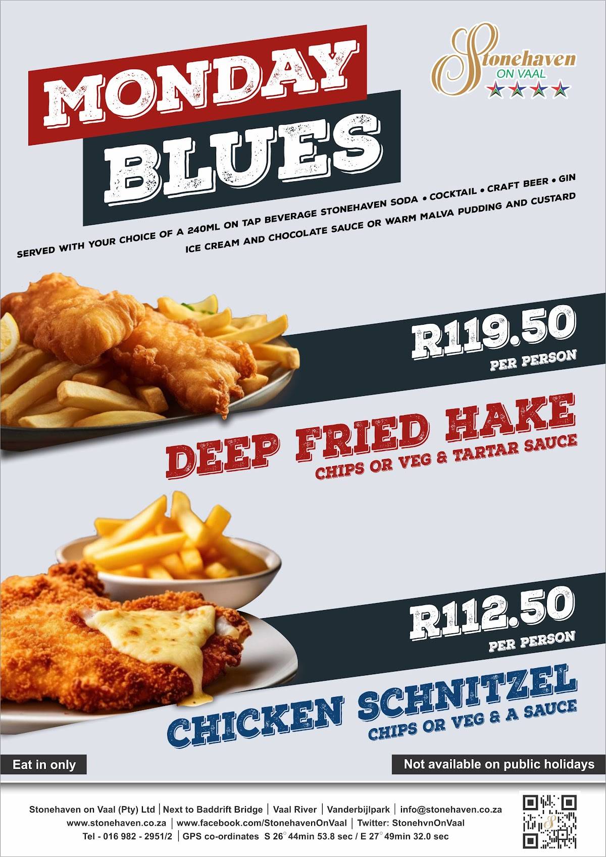 Menu at Stonehaven on Vaal restaurant, Vanderbijlpark