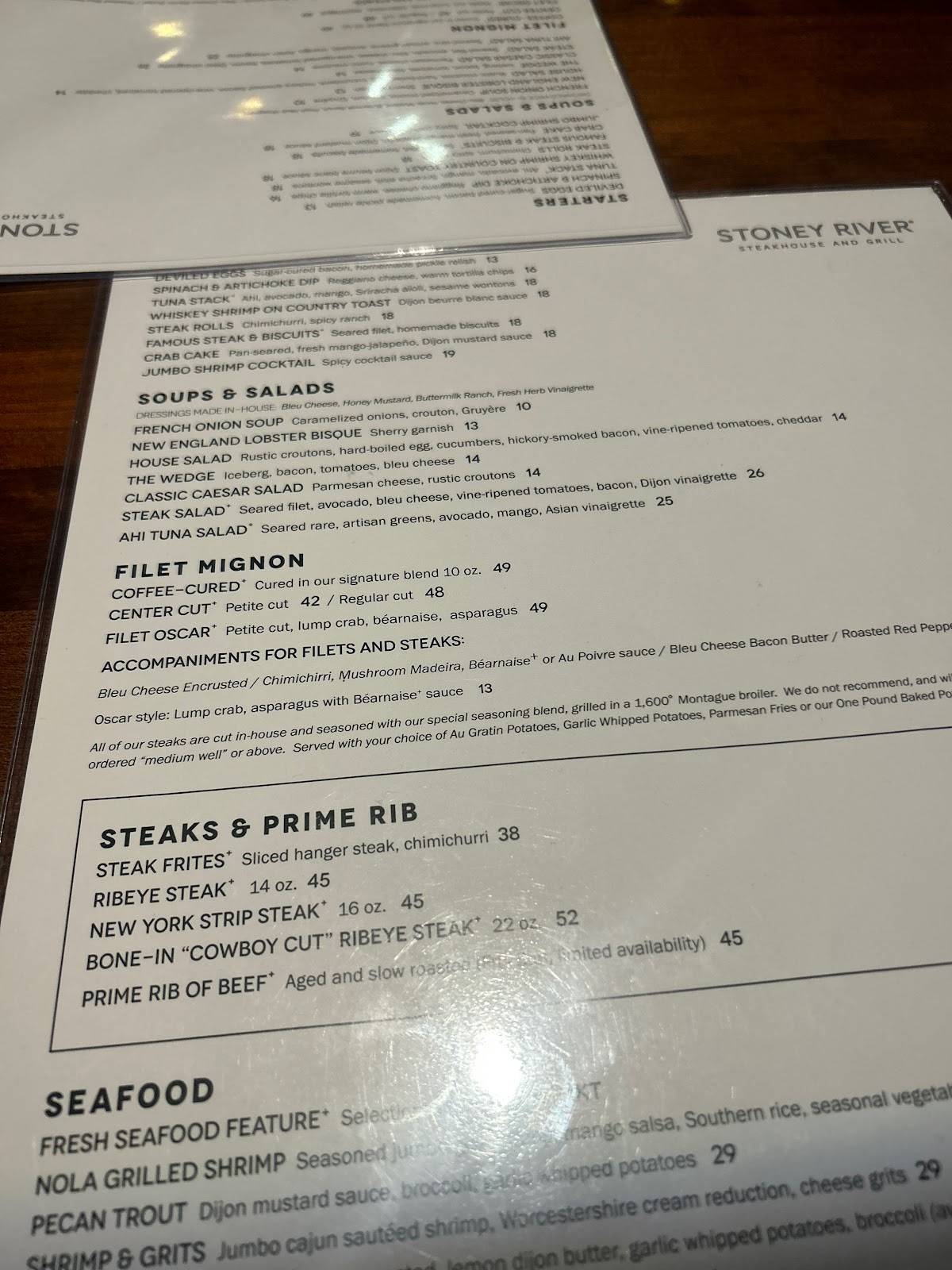 Menu at Stoney River Steakhouse and Grill, Franklin, Galleria Blvd