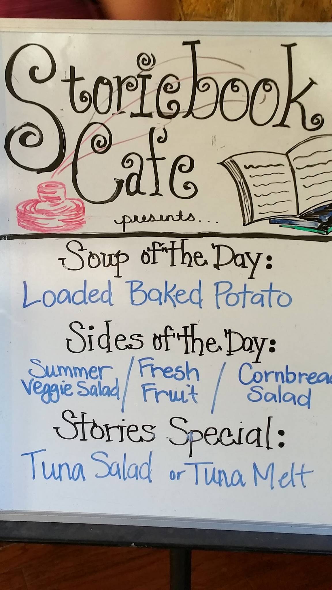 Menu at Storiebook Cafe, Glen Rose