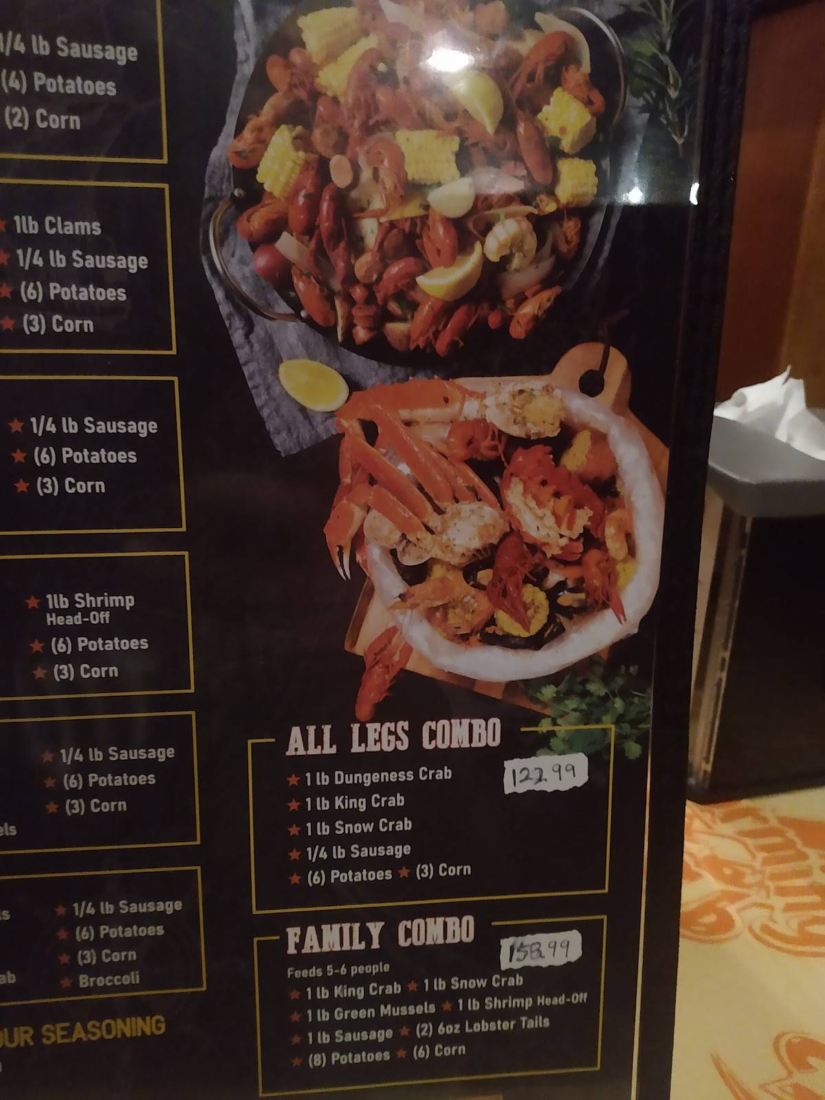 Menu at Storming Crab restaurant, Ocala