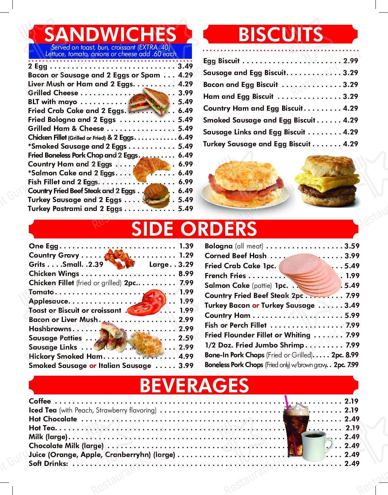 Menu at Sunflower Family Restaurant, Charlotte