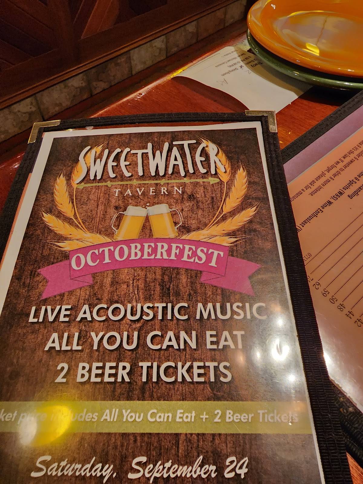 Menu at Sweetwater Tavern steakhouse, Merrifield