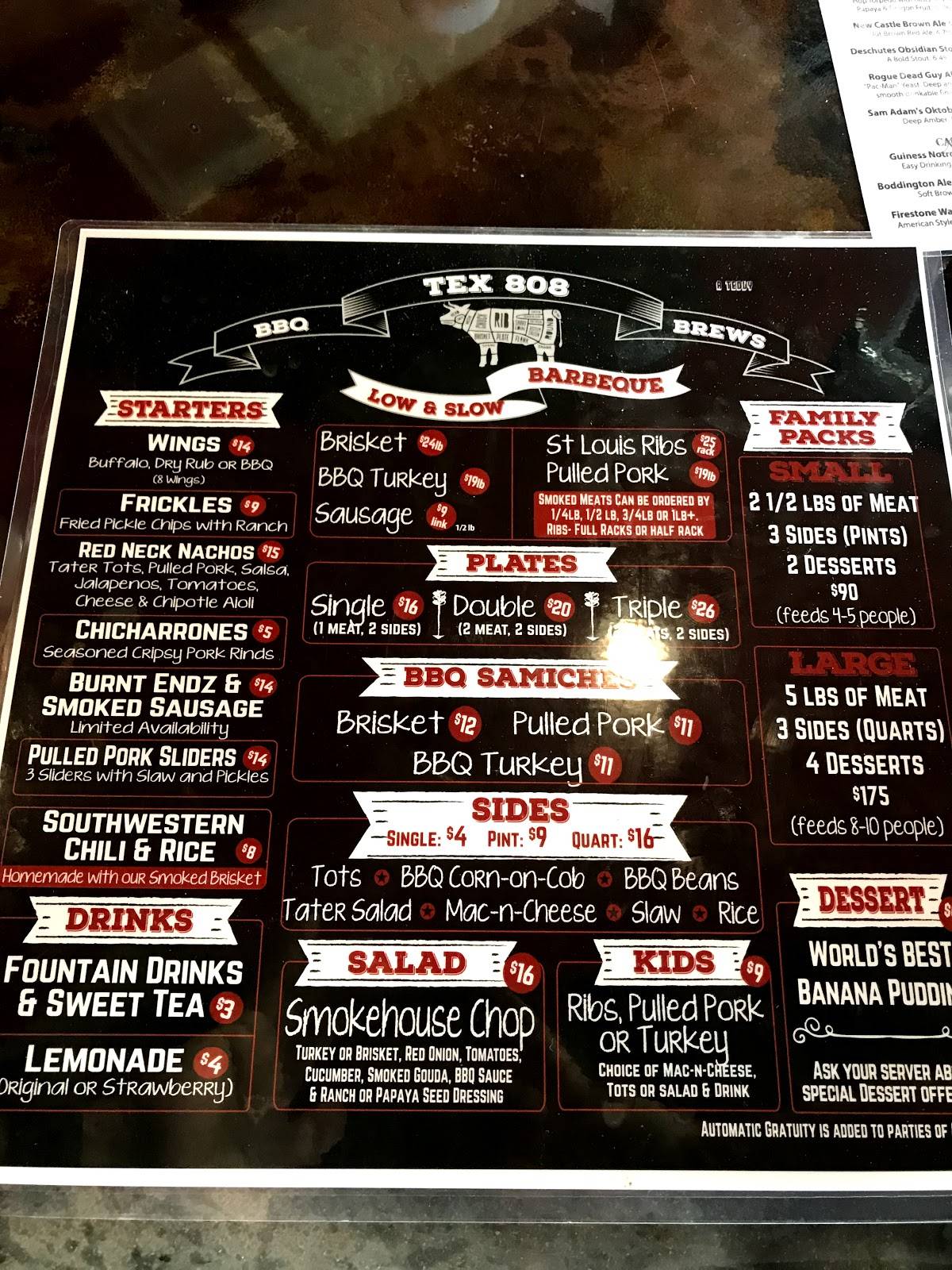 Menu at TEX 808 BBQ + Brews Hawaii Kai, Honolulu, 377 Keahole St Ste C1-A