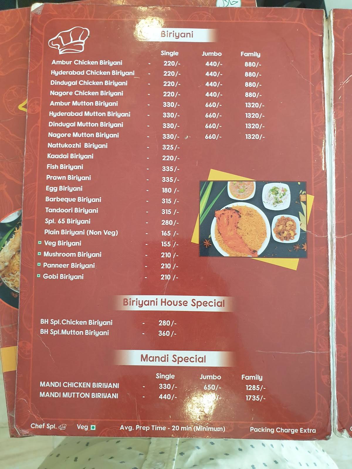 Menu at TOPI VAPPA BIRIYANI MOGAPPAIR BRANCH, Chennai