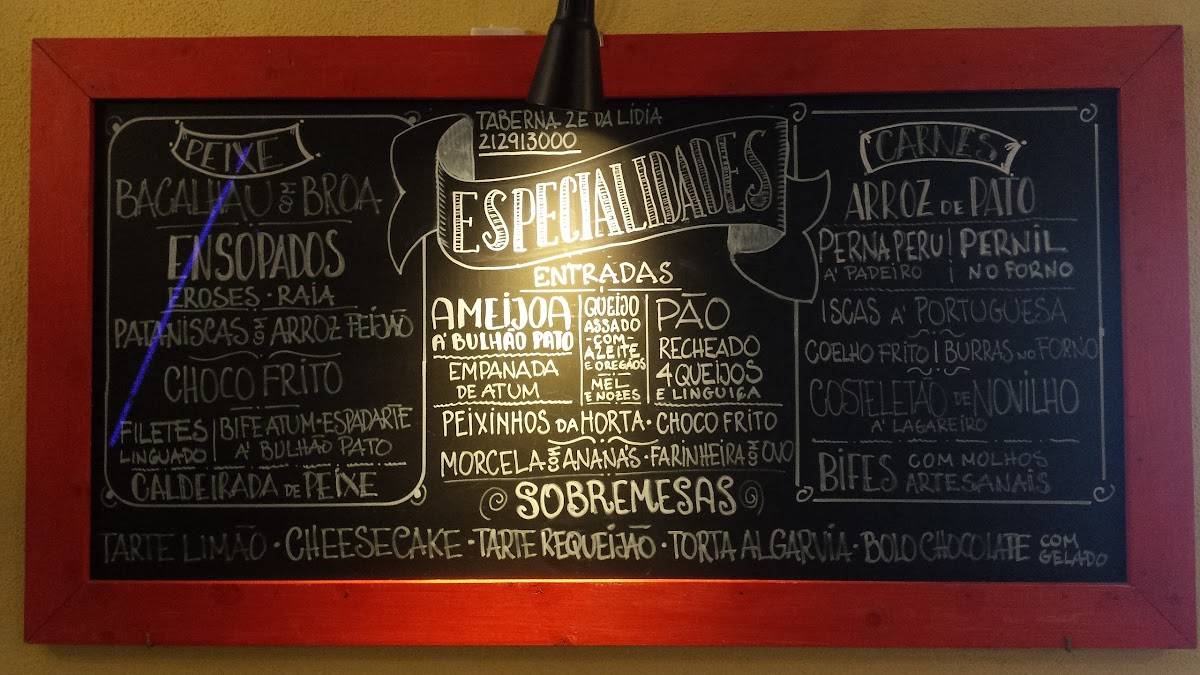Menu em Taberna Ze da Lídia restaurante, Trafaria