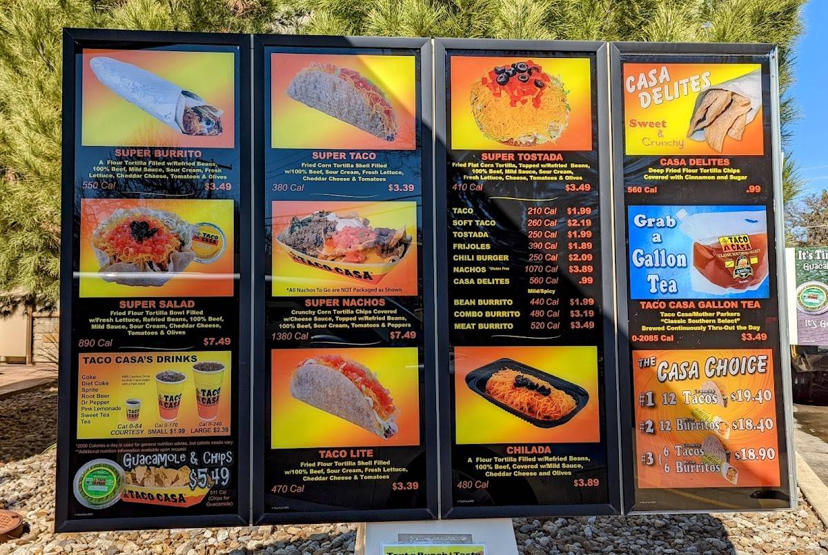 Menu at Taco Casa restaurant, Hurst