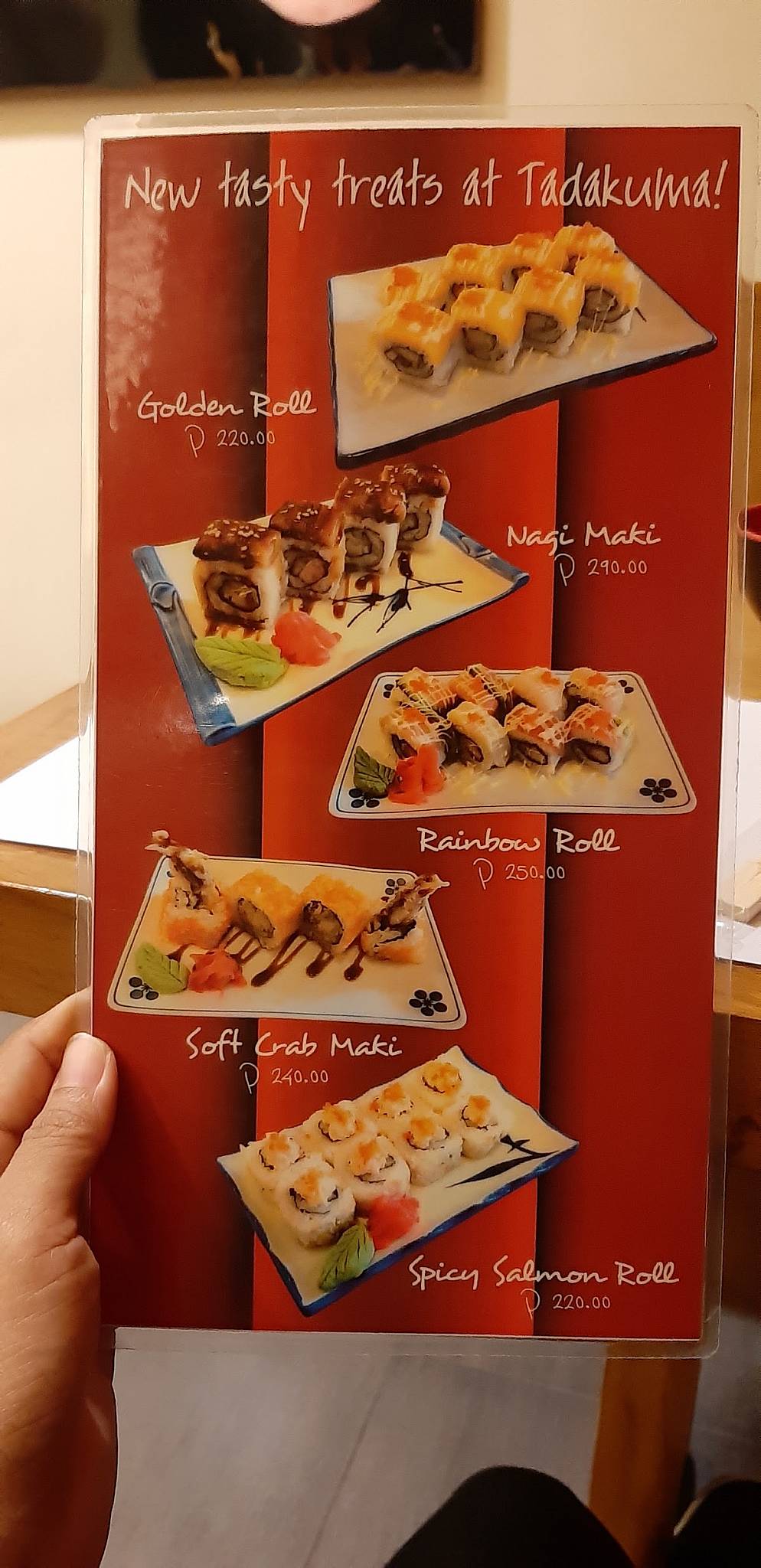 Menu at Tadakuma Japanese Restaurant, Cagayan de Oro, Ramon Chavez St