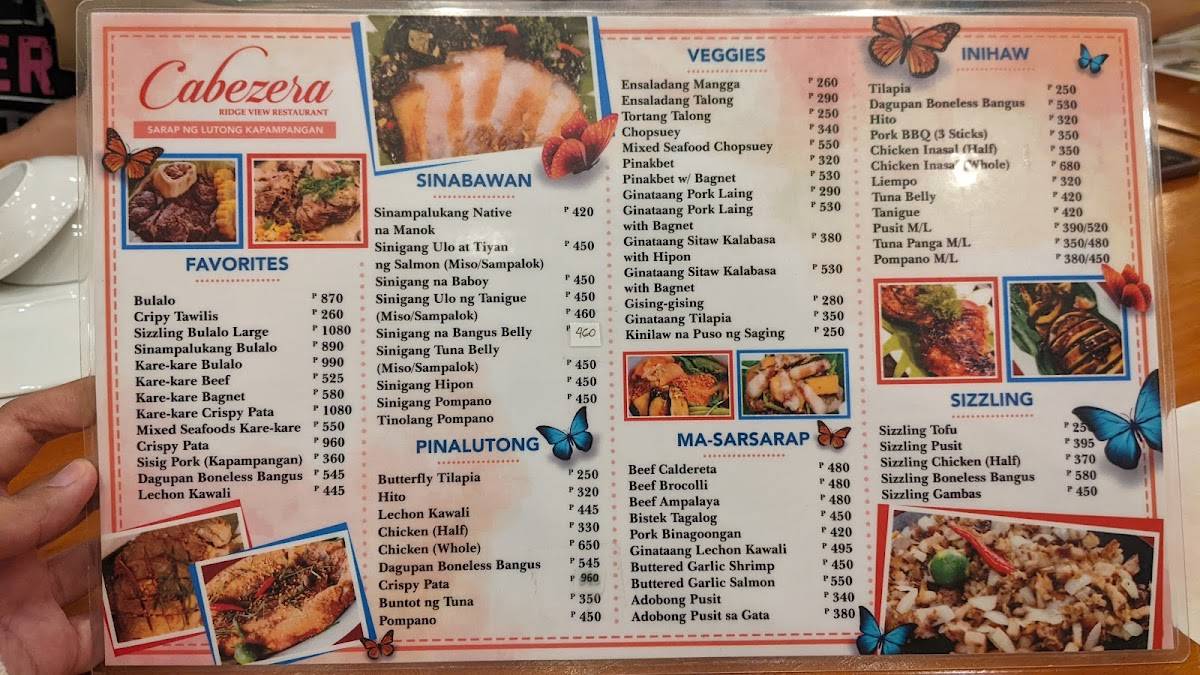Menu at Cabezera - Ridge View Restaurant, Tagaytay
