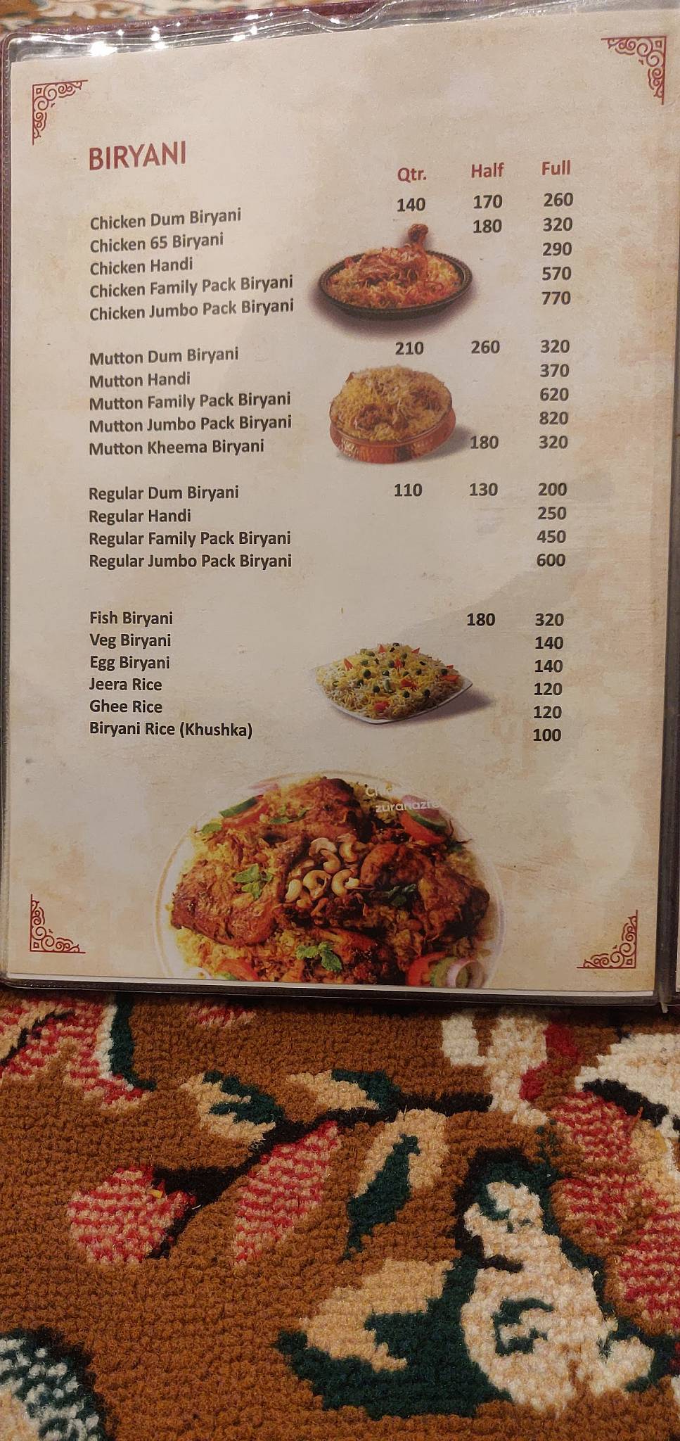 Menu at Taj Darbar Hyderabadi Restaurant, Belgaum