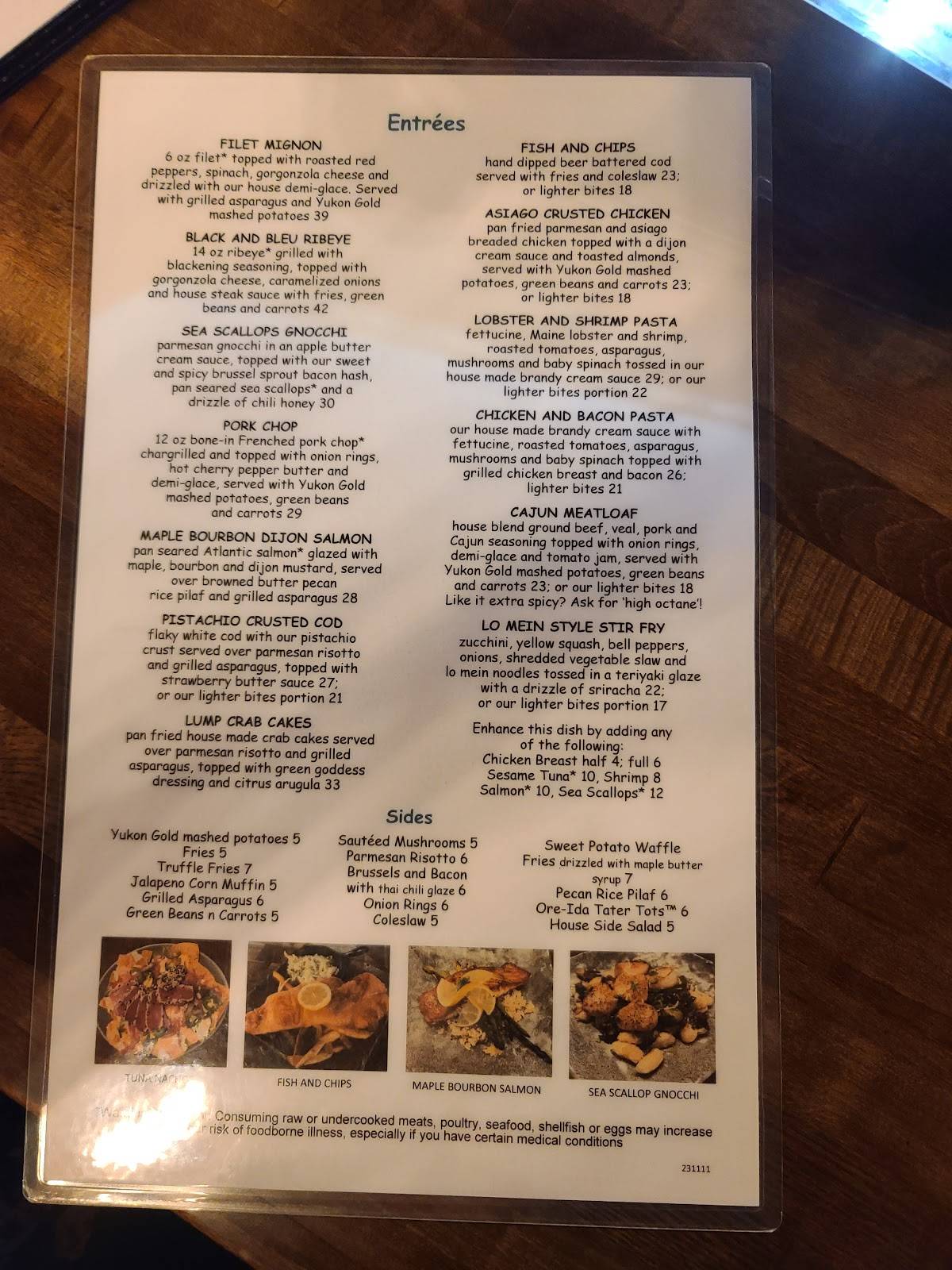 Menu at Tamiami Tavern restaurant, Punta Gorda