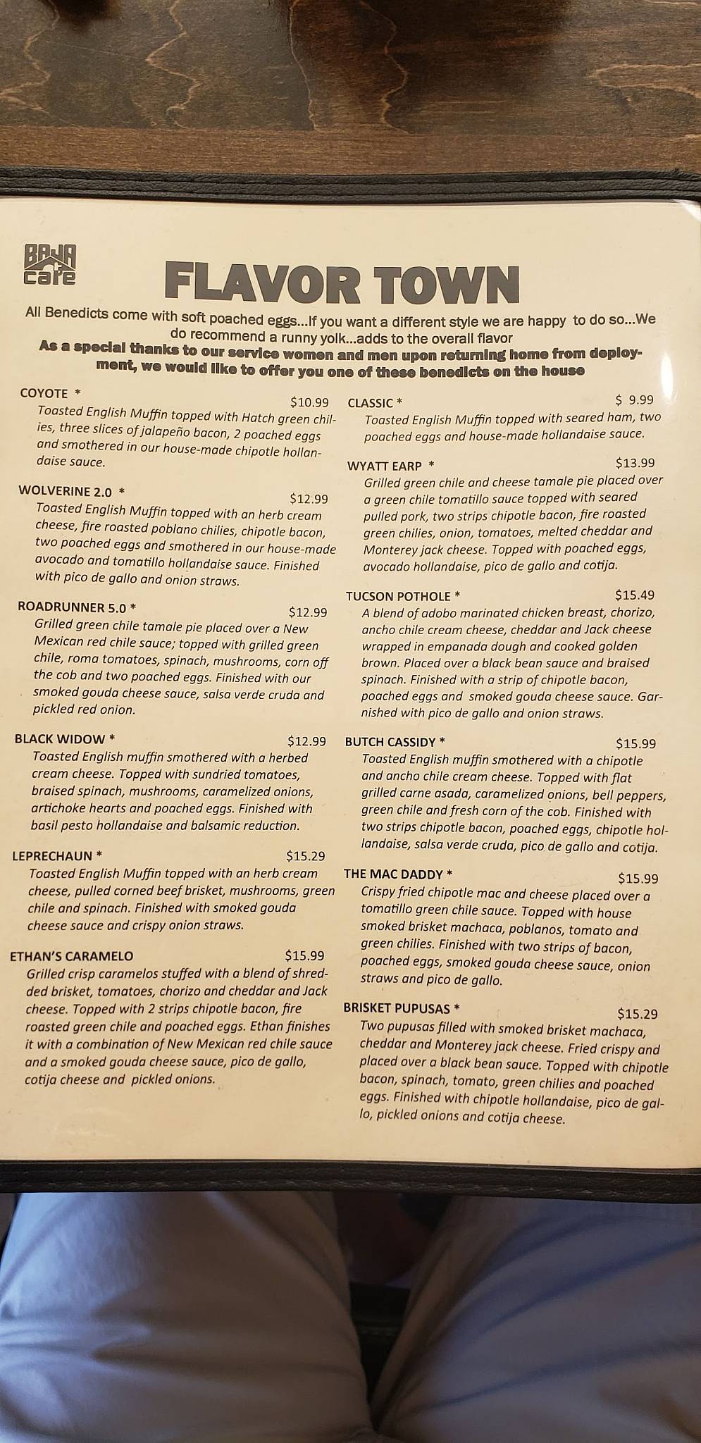 Menu at Baja Cafe on Broadway, Tucson, E Broadway Blvd