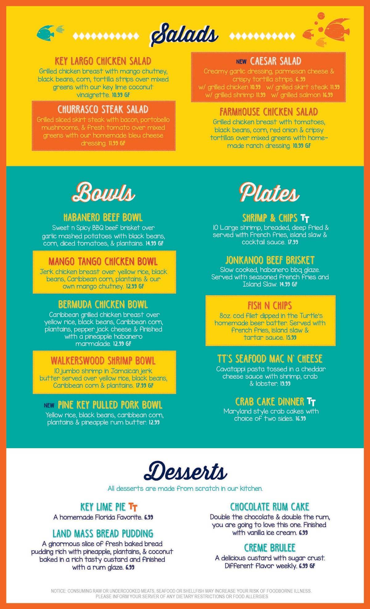 Menu at Tarpon Turtle Waterfront Grill restaurant, Tarpon Springs