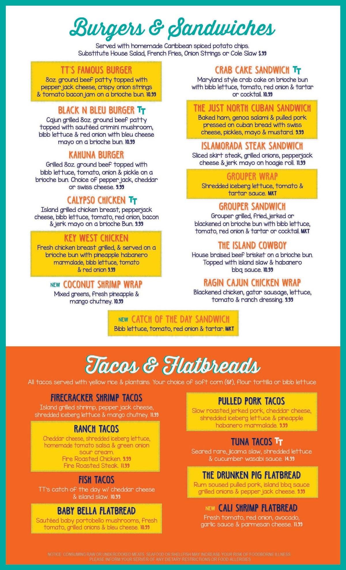 Menu at Tarpon Turtle Waterfront Grill restaurant, Tarpon Springs