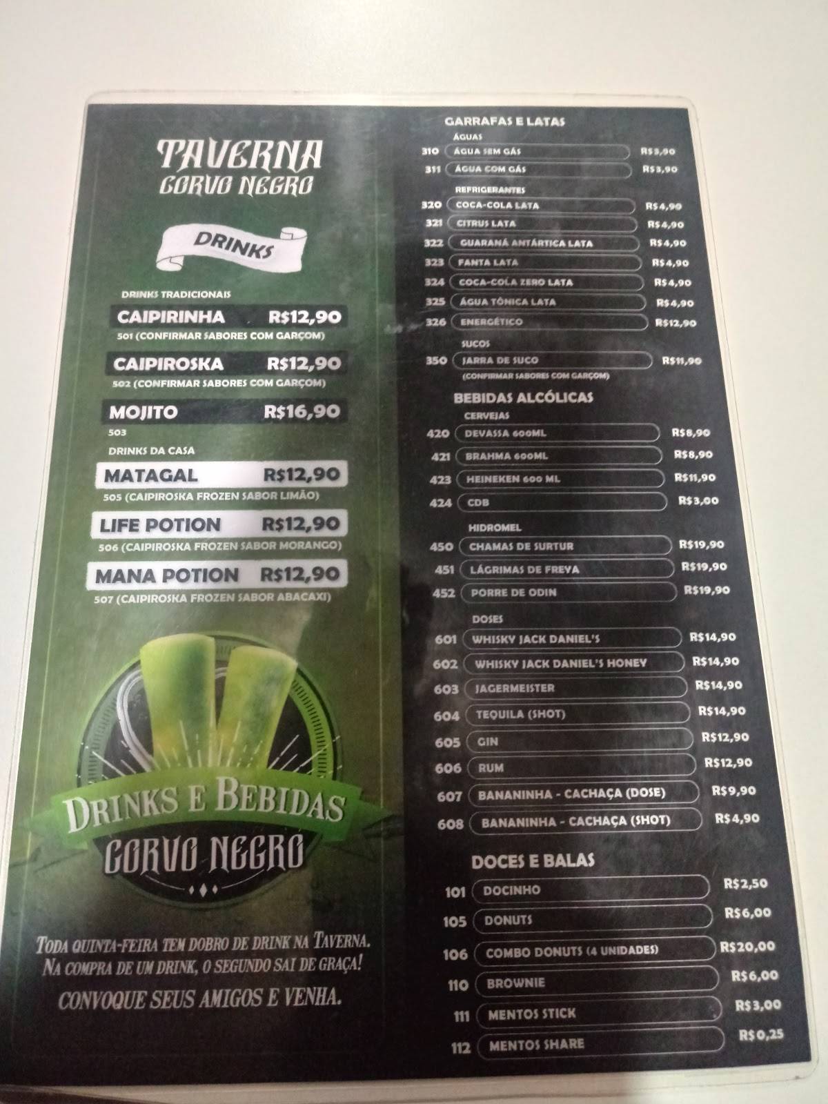 Menu em Taverna Corvo Negro pub & Bar, Cuiabá
