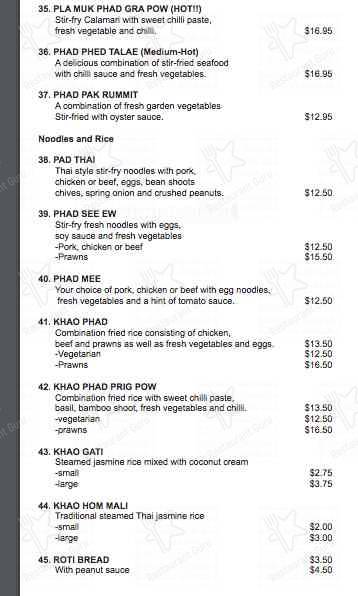 Menu at Thai Makong Restaurant, Mornington
