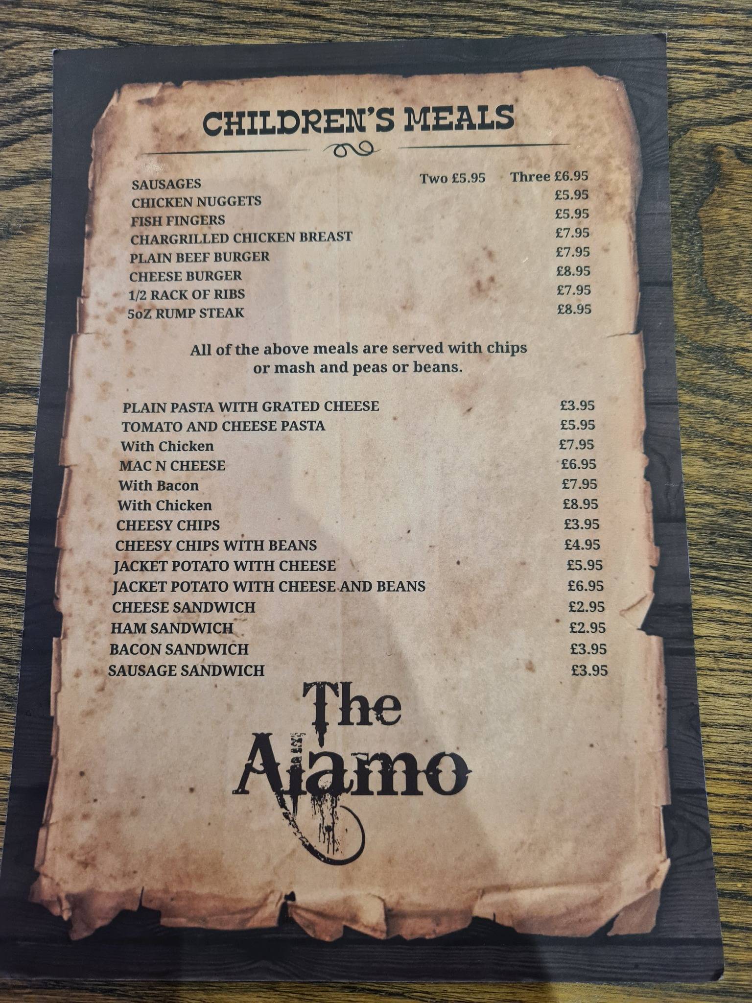 Menu at The Alamo pub & bar, Ryde, 5 Esplanade
