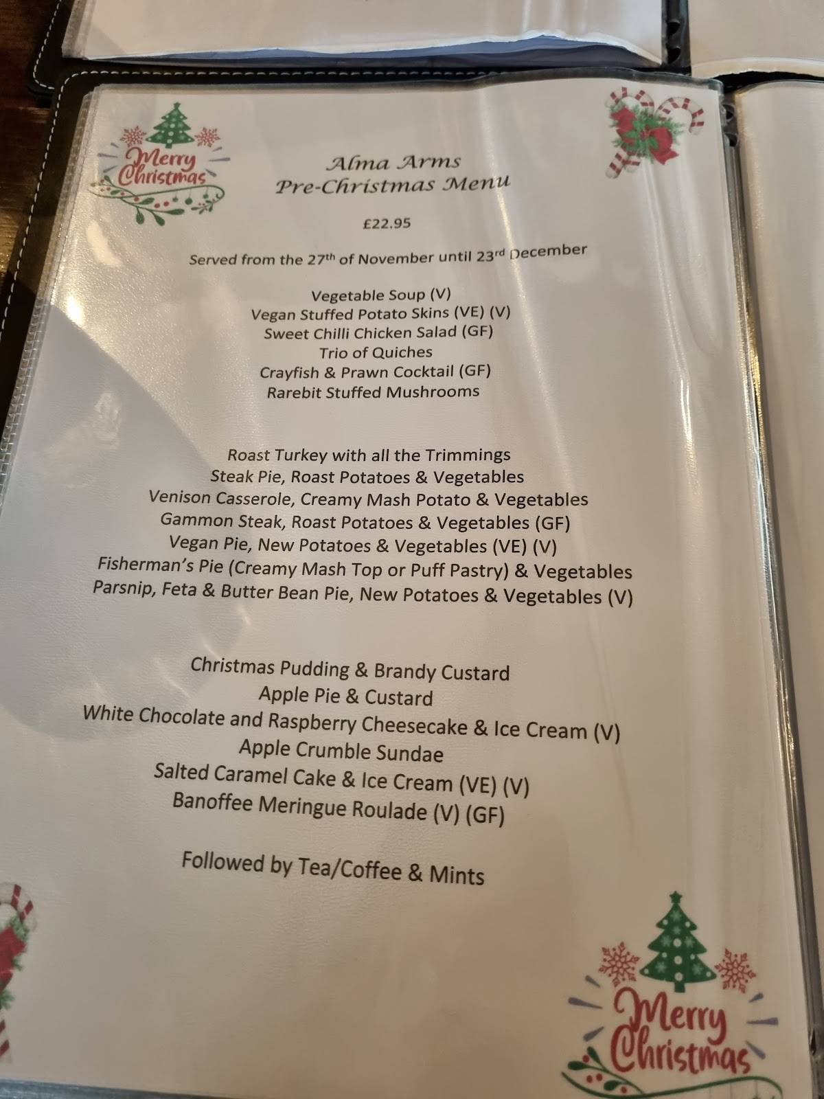 Menu at The Alma Arms Freehouse pub & bar, Navestock
