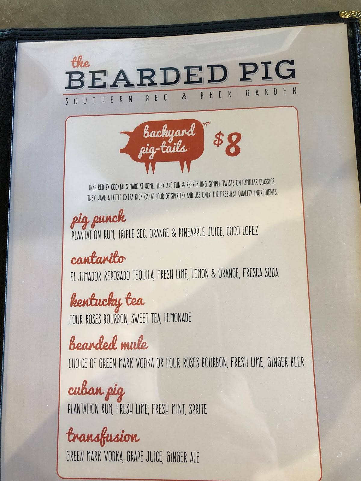 Menu at The Bearded Pig - Jax Beach BBQ, Jacksonville Beach, 3rd St S
