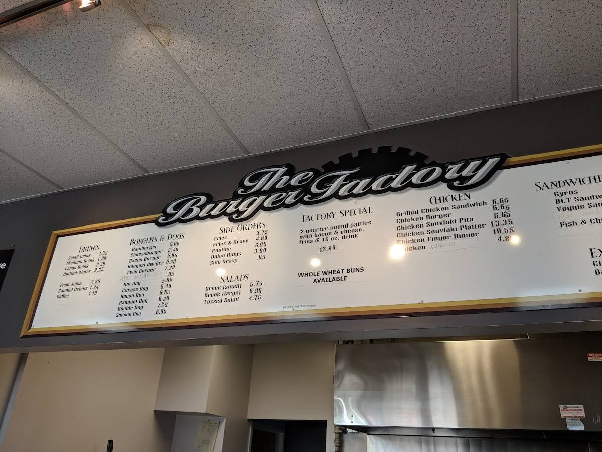 Menu at The Burger Factory restaurant, Winnipeg, Regent Ave W Unit 15