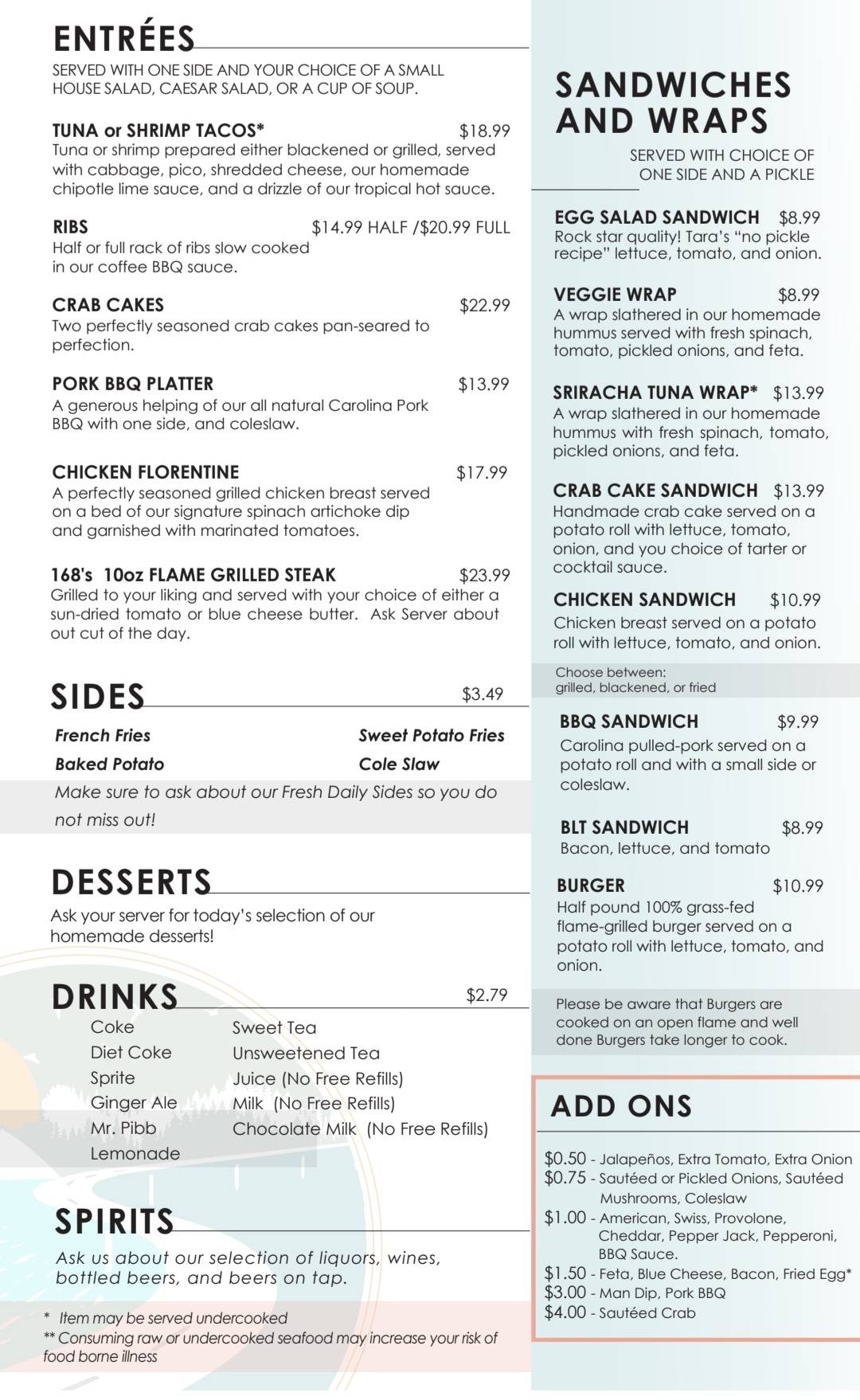 Menu at The Bypass 168 pub & bar, Chesapeake