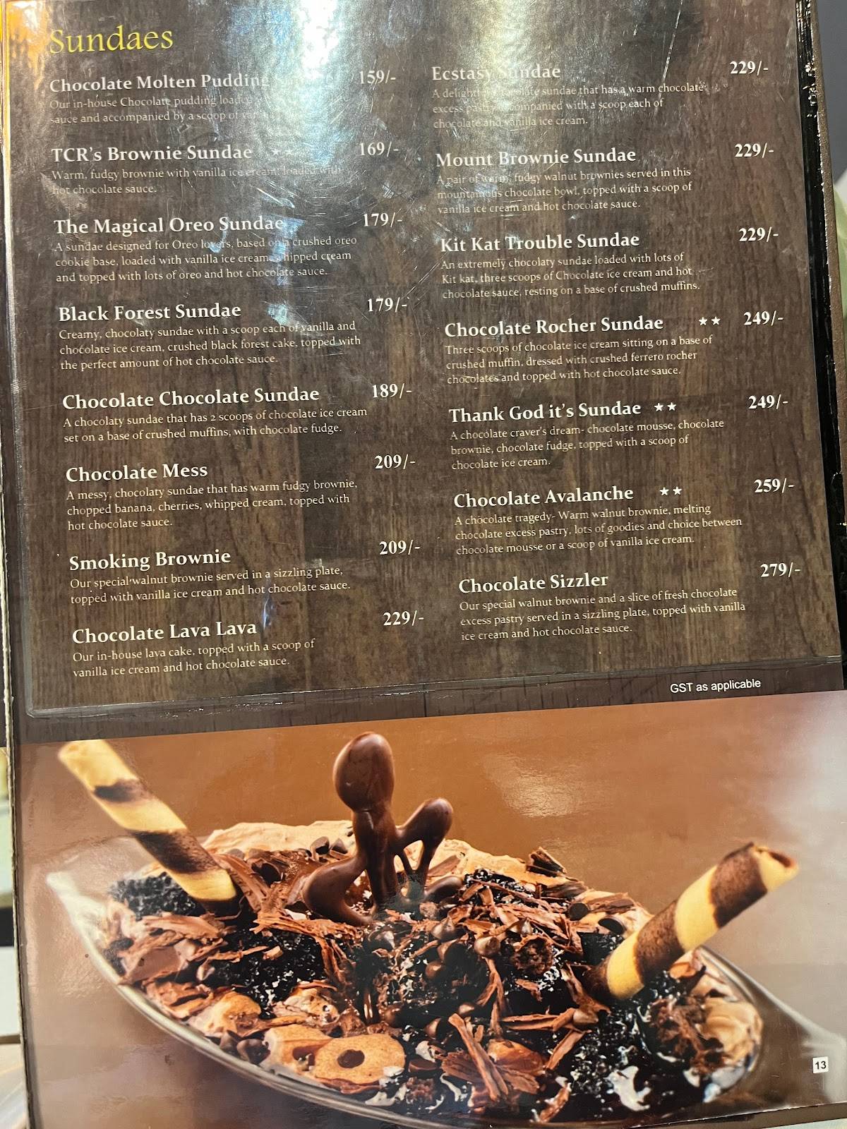 Menu at The Chocolate Room, Nagpur