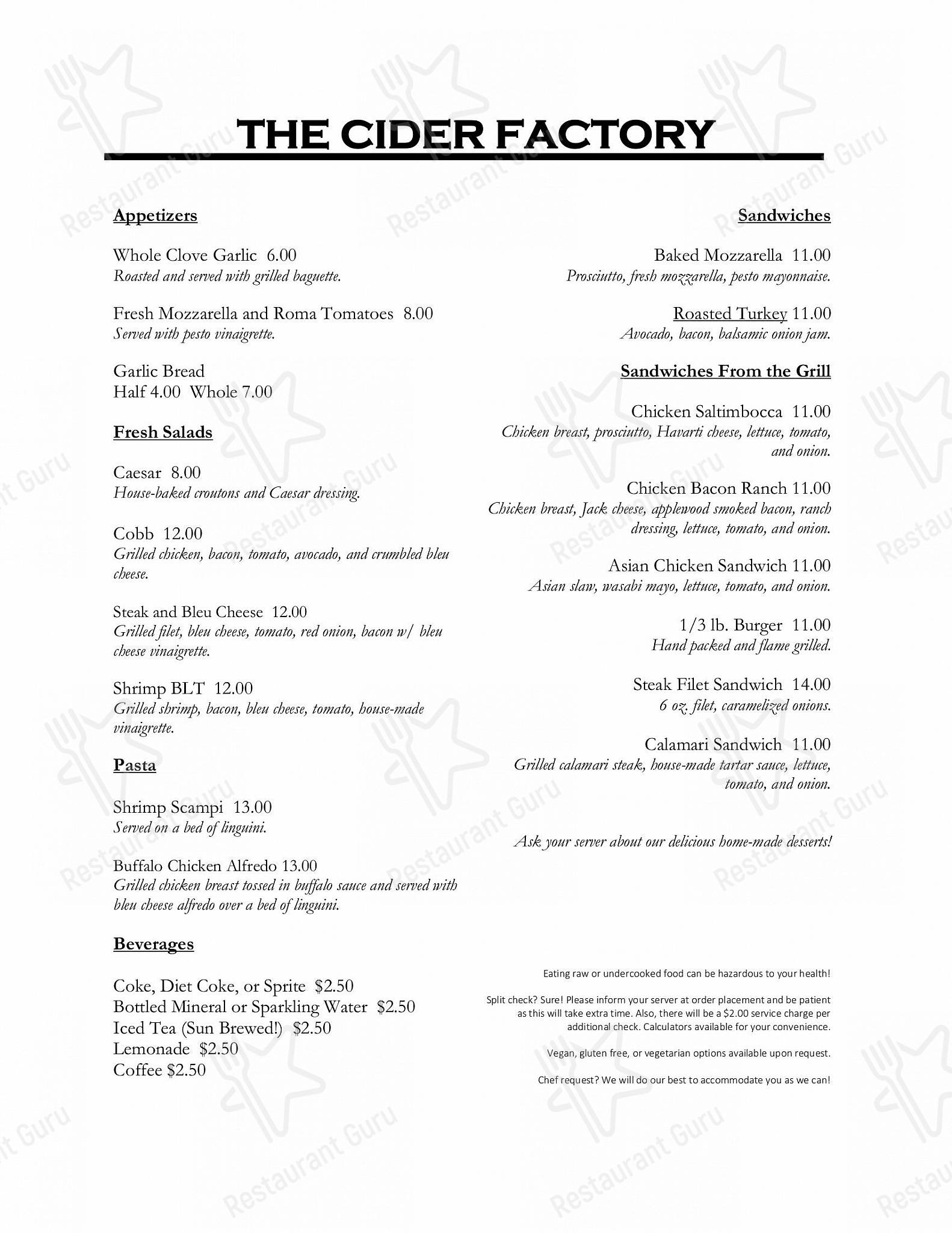 Menu at The Cider House at Canvas Cafe, Virginia City