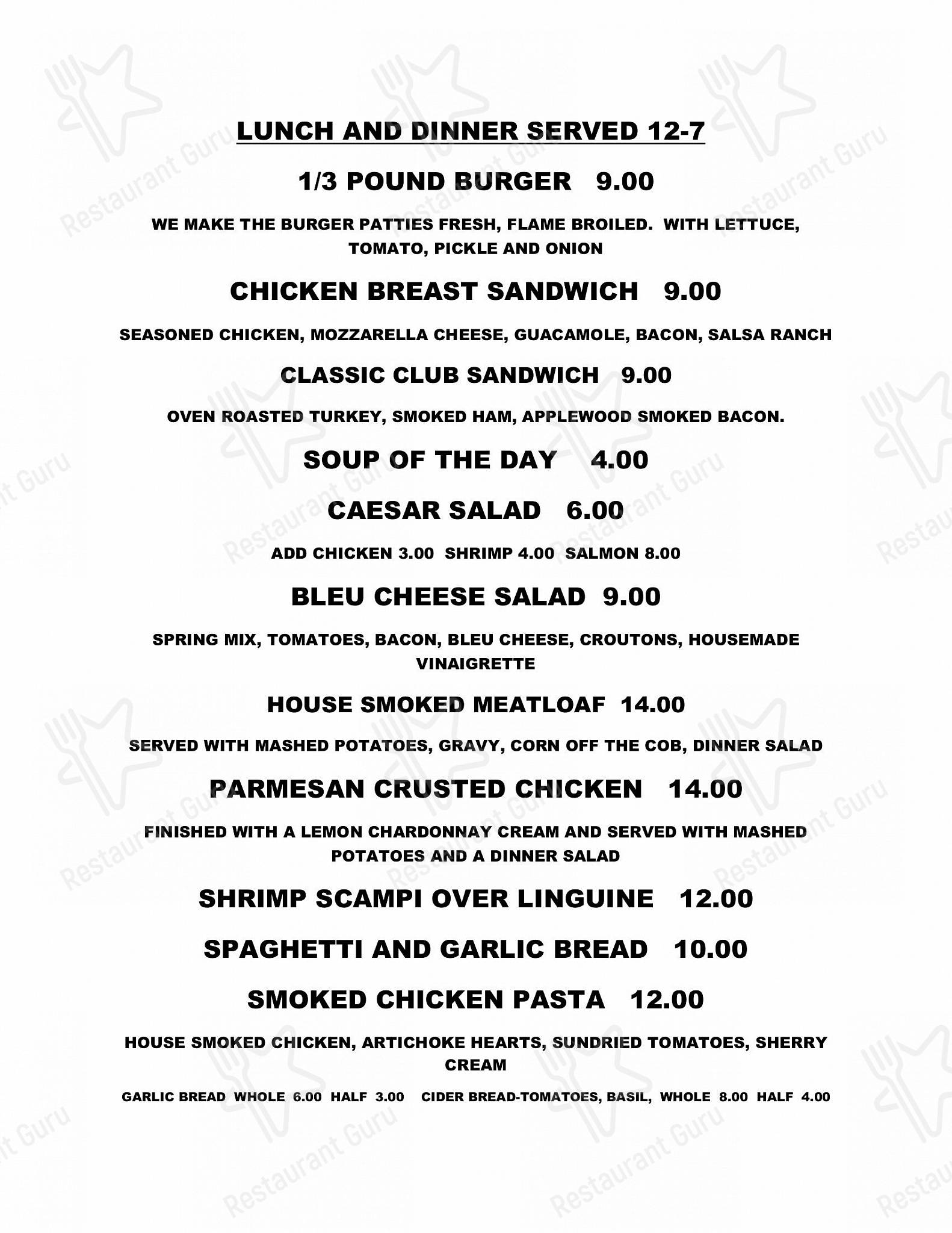 Menu at The Cider House at Canvas Cafe, Virginia City