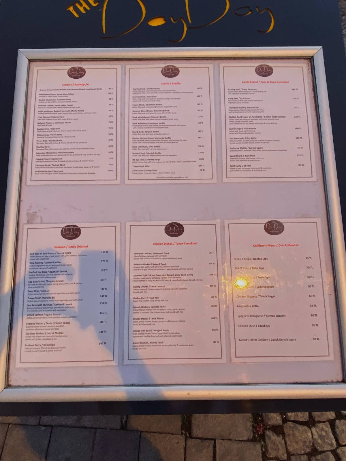 Menu at The Doy Doy Restoran, Turkey, Yalimani No 5