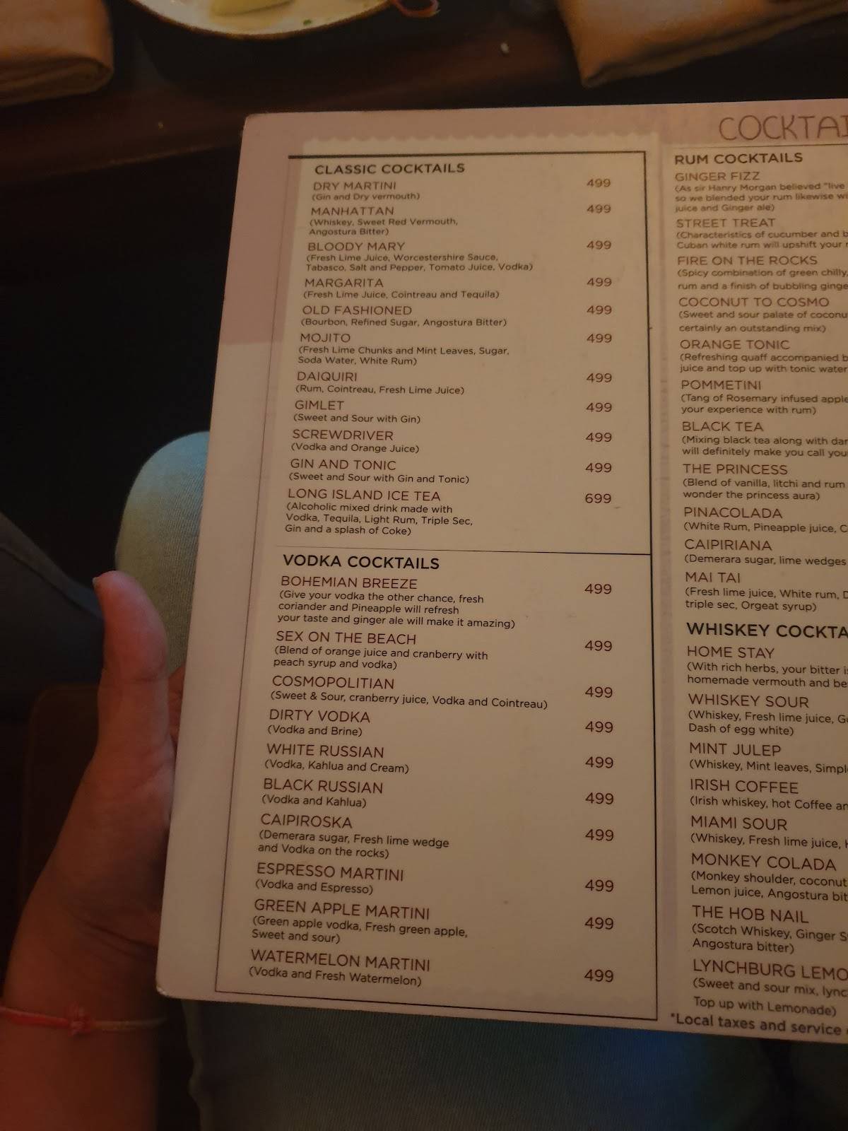 Menu at The Eighteen, Indore