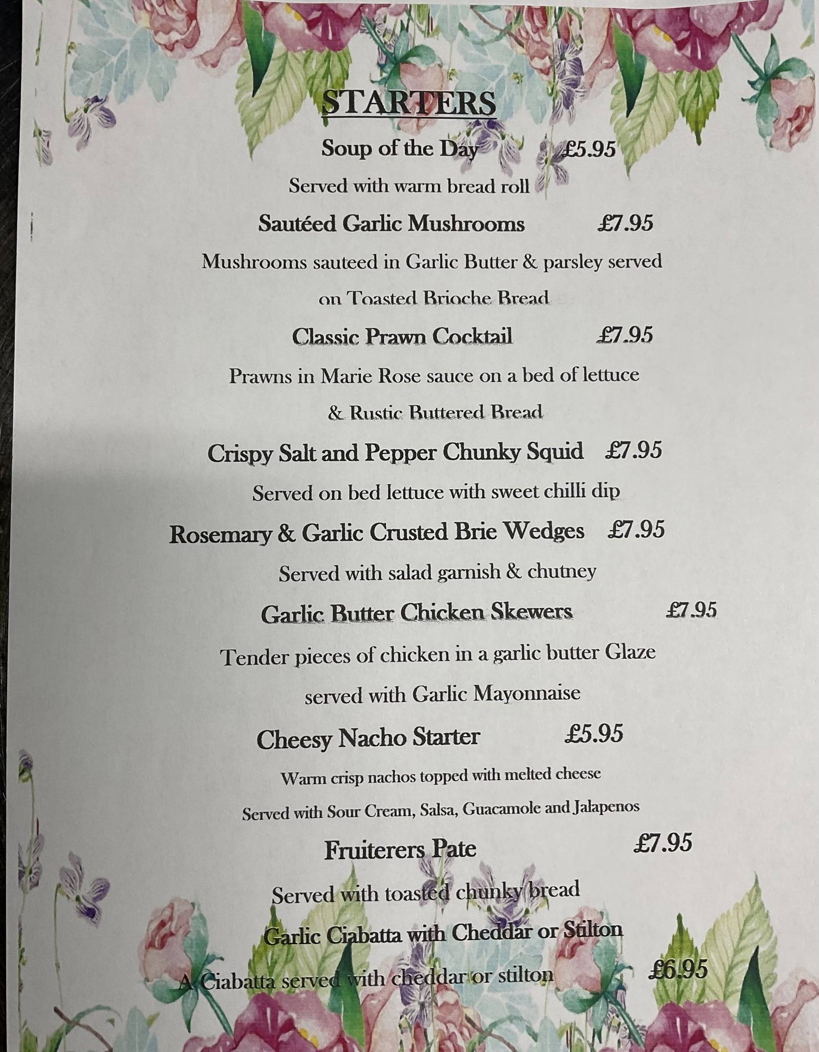 Menu at The Fruiterers Arms pub & bar, Rodmersham