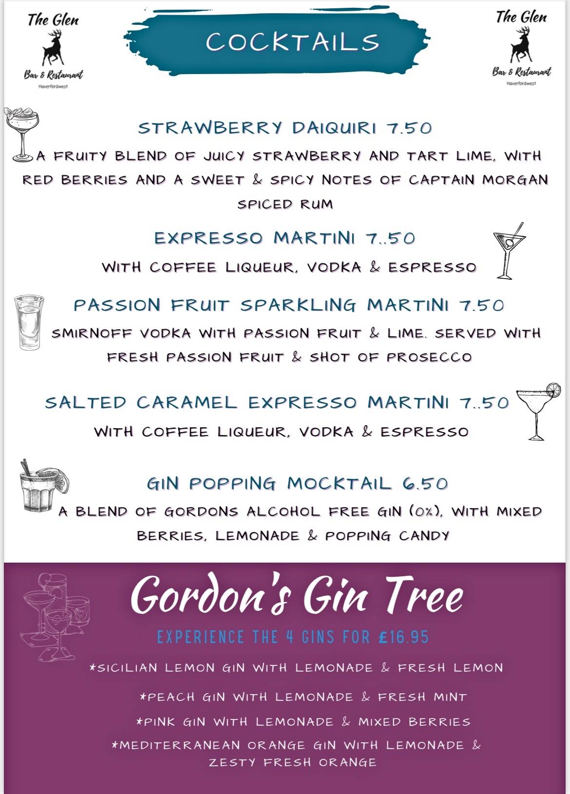 Menu at The Glen pub & bar, Haverfordwest