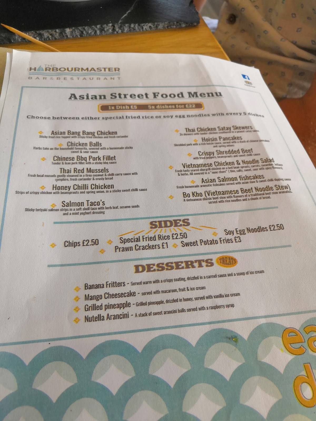 Menu at The Harbourmaster pub & bar, Milford Haven, Marina