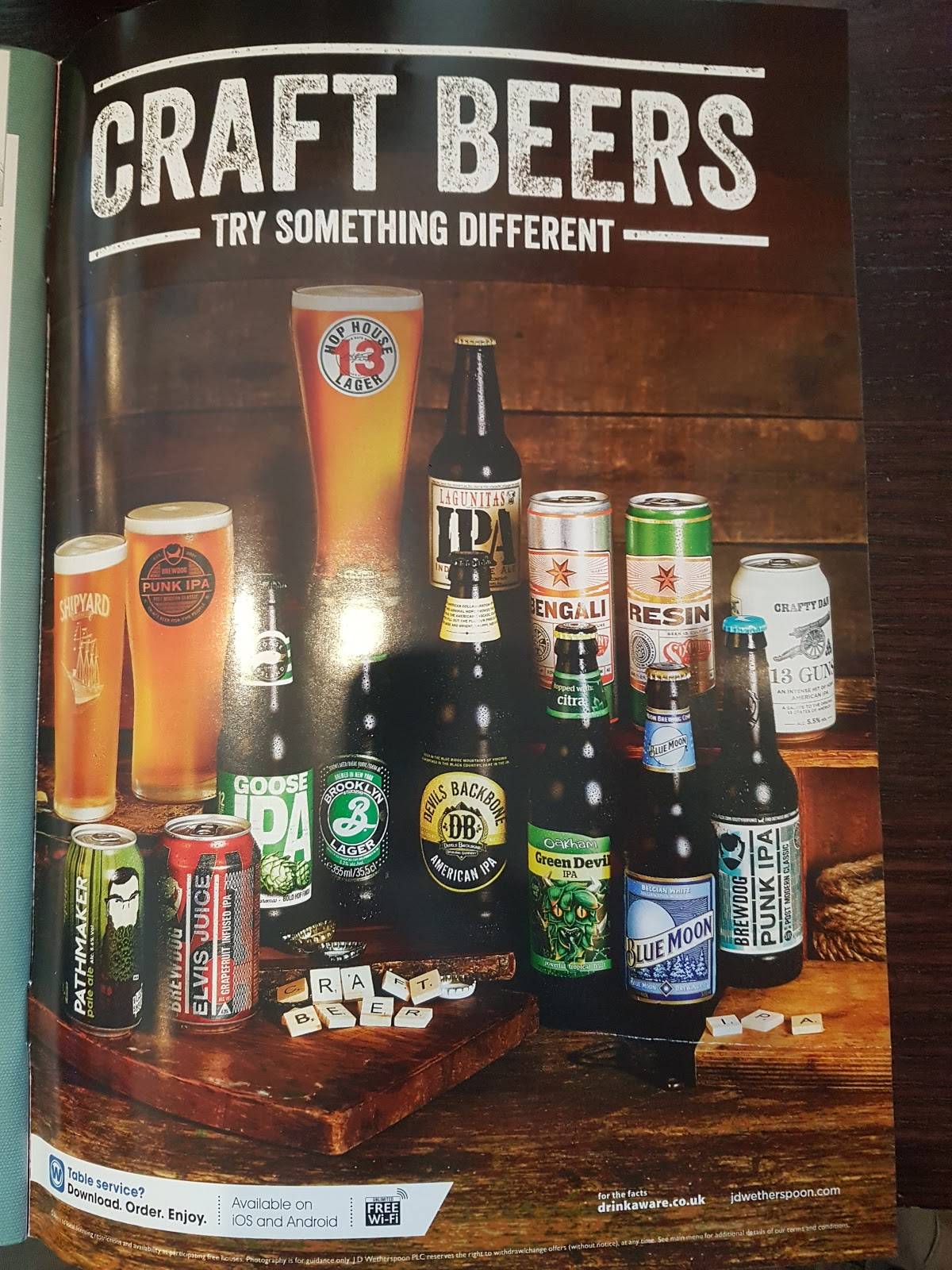 Menu at The Hatters Inn - JD Wetherspoon pub & bar, Bognor Regis