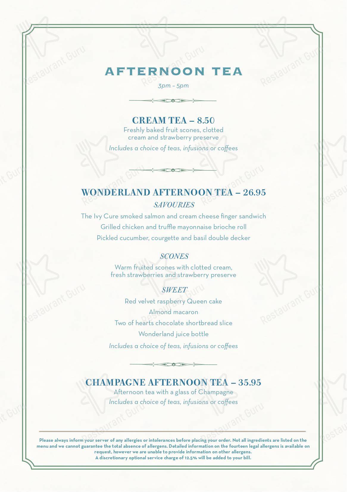 Menu at The Ivy Victoria Quarter Leeds restaurant, Leeds