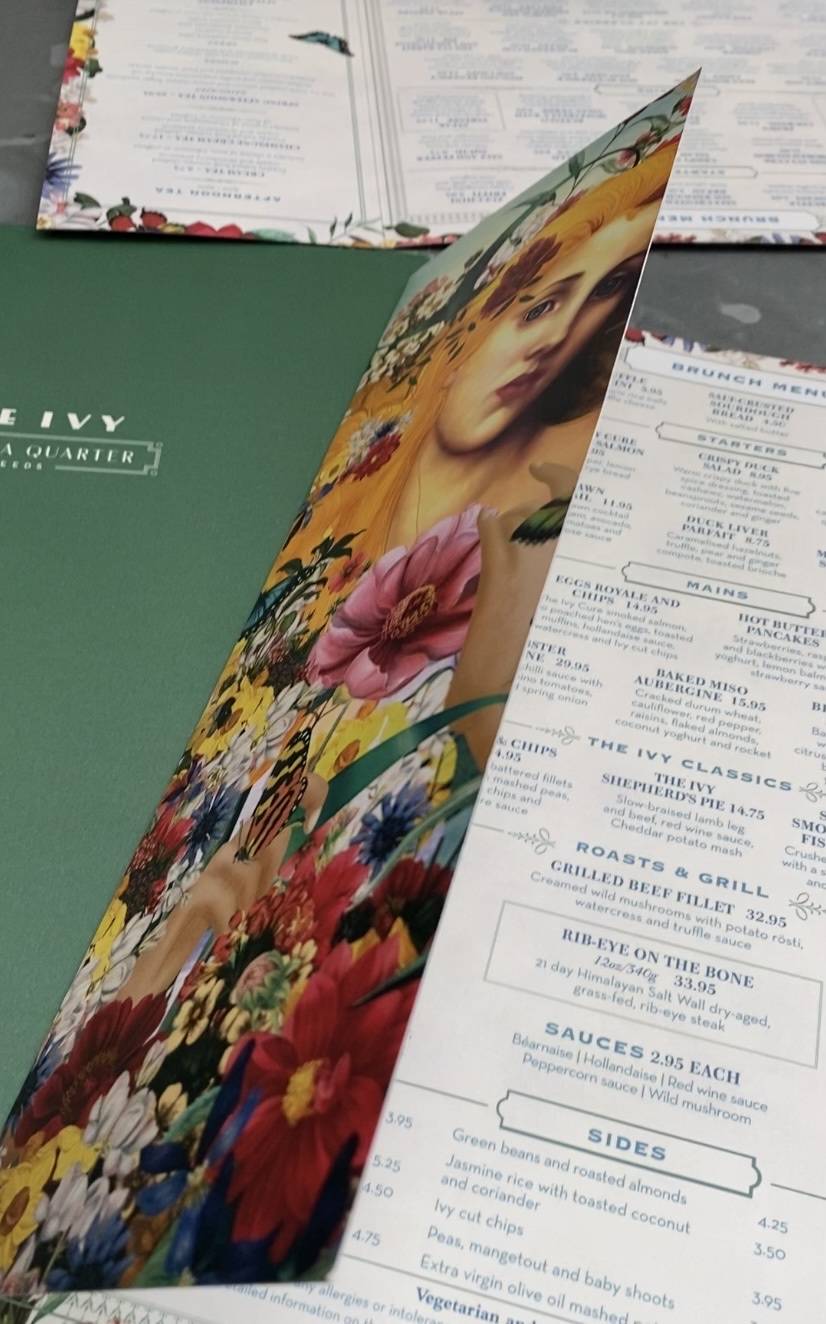 Menu at The Ivy Victoria Quarter Leeds restaurant, Leeds