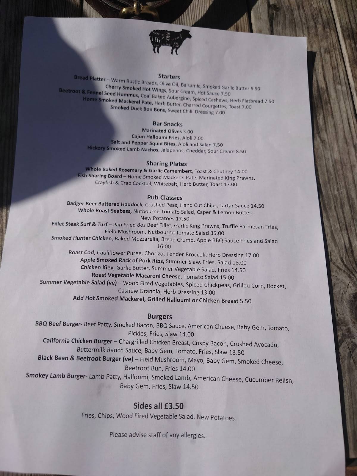 Menu at The Lamb Inn pub & bar, Chichester