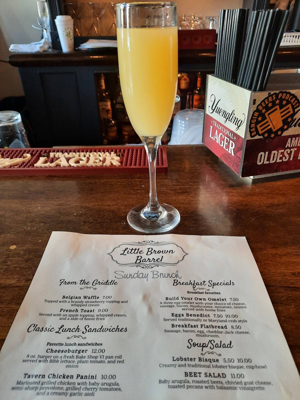 Menu at The Little Brown Barrel, Minersville