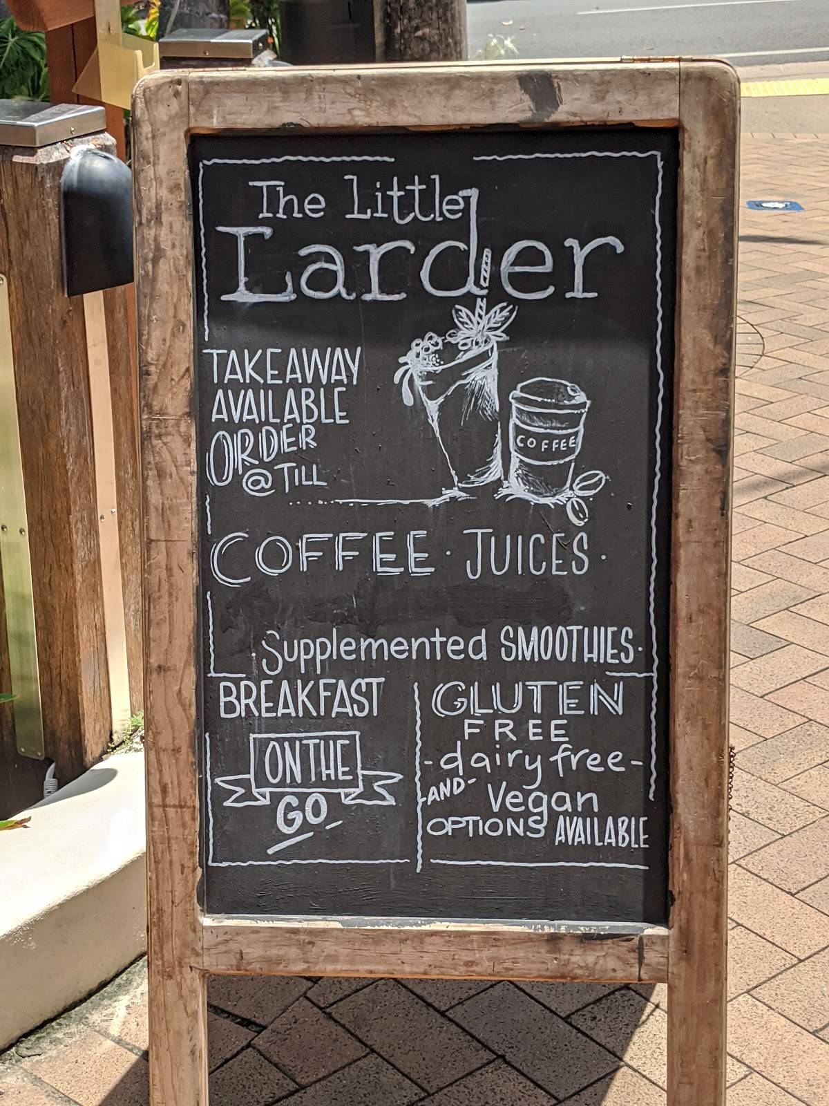 Menu at The Little Larder cafe, Port Douglas